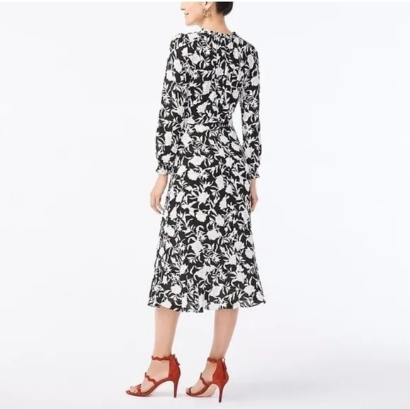 J. Crew Factory | Dresses | J Crew Factory Black And White Floral Midi ...